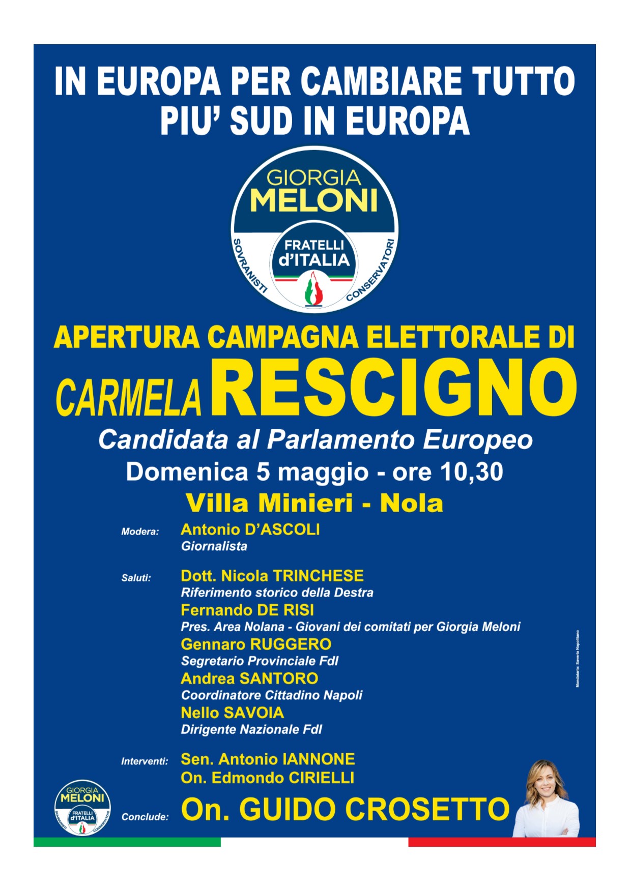 NOLA, Guido Crosetto apre la campagna elettorale di Carmela Rescigno ...