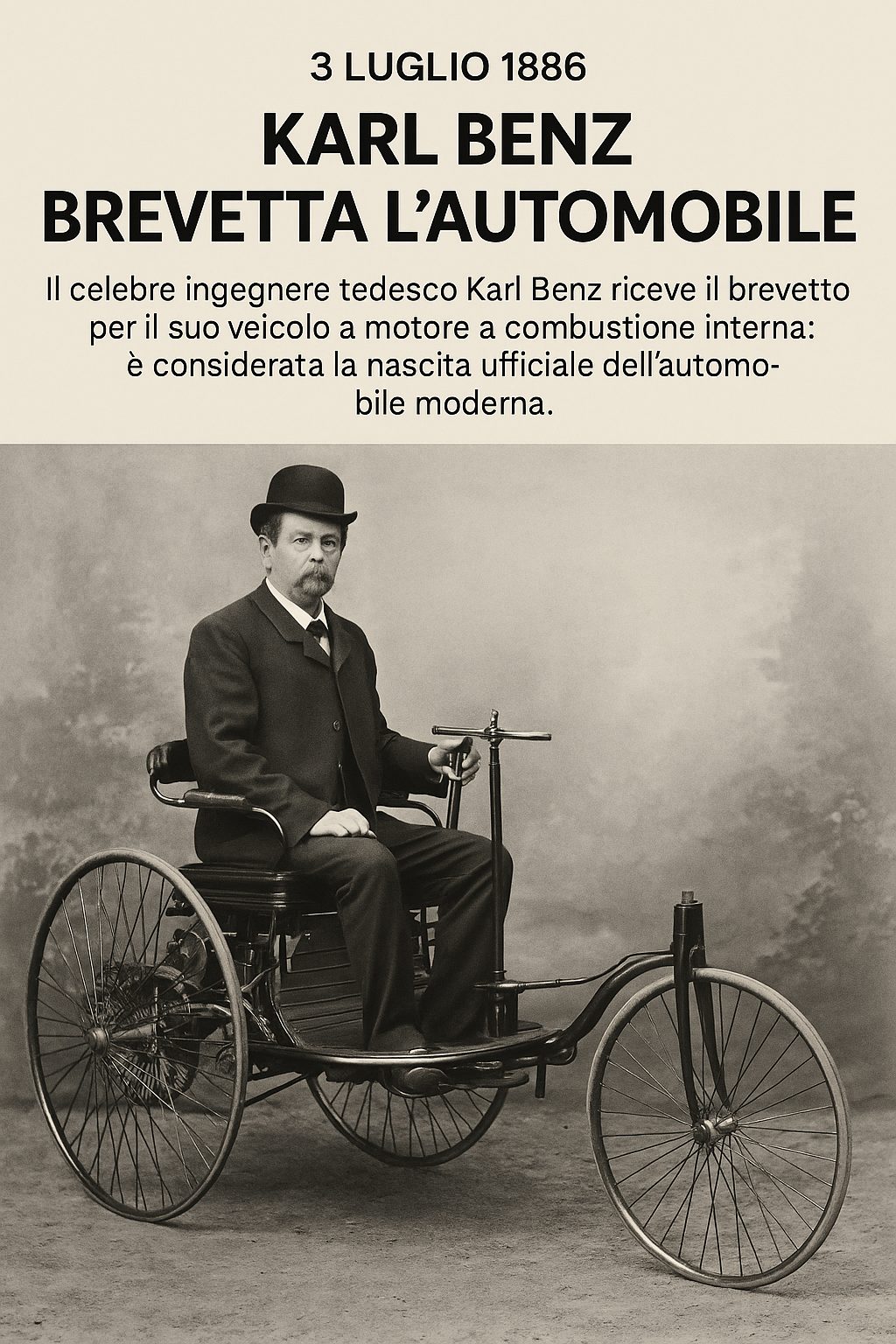 "ACCADDE OGGI". 3 luglio 1886: Karl Benz ottiene il brevetto che cambia ...